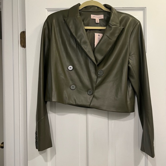 Philosophy | Jackets & Coats | Nwt Cropped Faux Leather Blazer | Poshmark